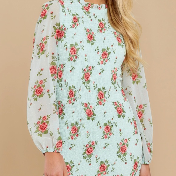 O. Vianca | Dresses | Reddress Green Floral Dress | Poshmark